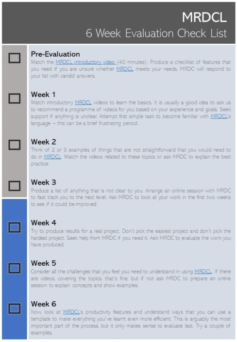 MRDCL Evaluation Guide Checklist - MRDC Software